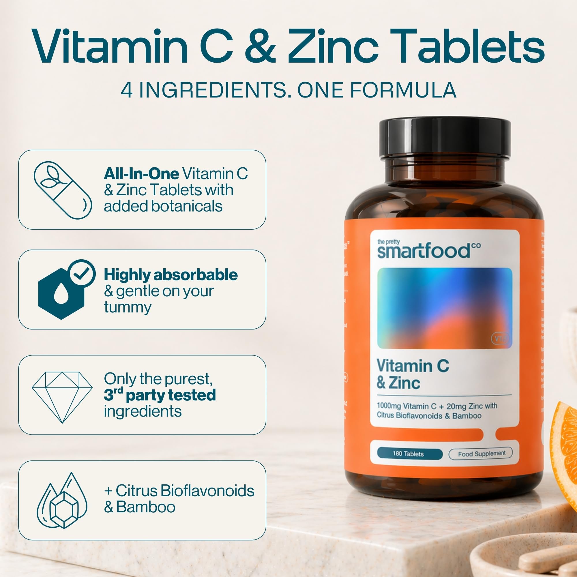 180 tablets of Vitamin C with Zinc