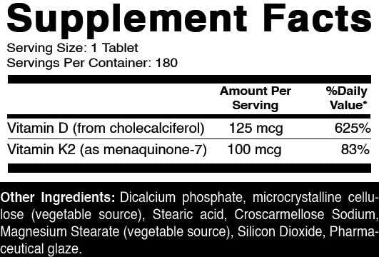 180 tablets of Vitamin K2