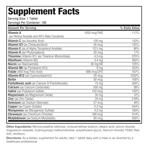 180 tablets of women's multivitamins