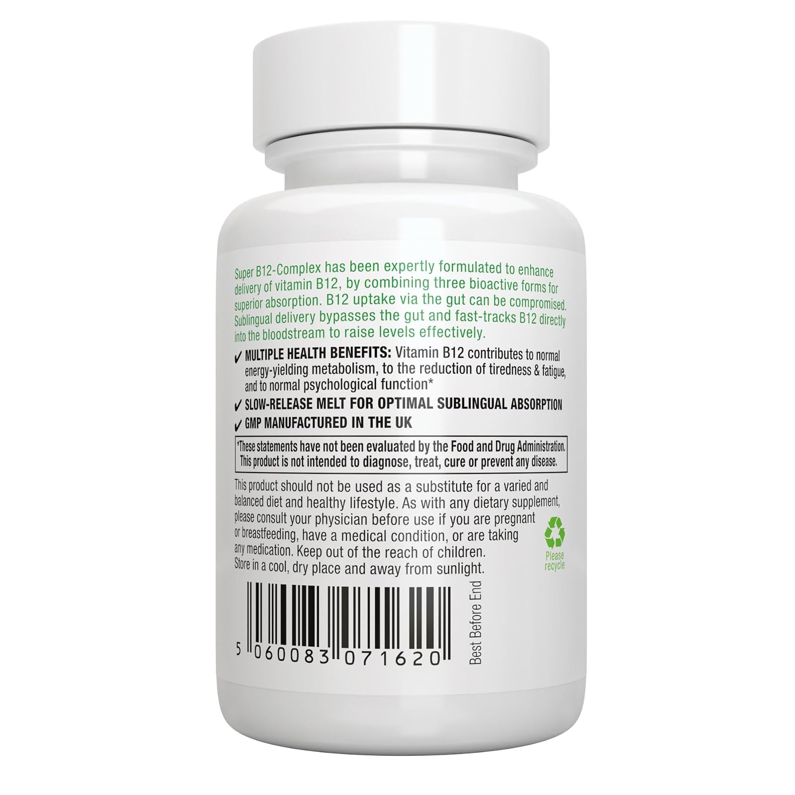 180 tablets vitamin B12 supply