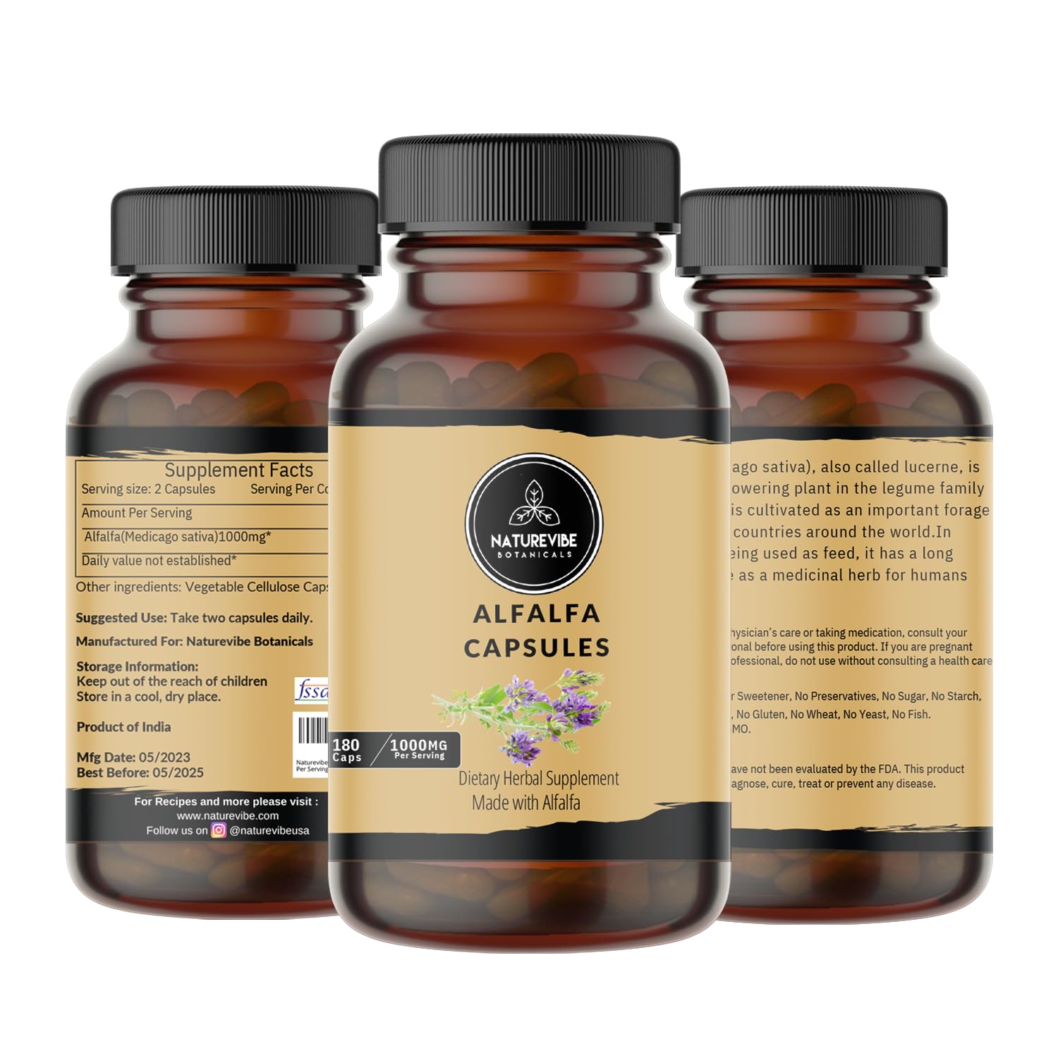 180 veg capsules of alfalfa