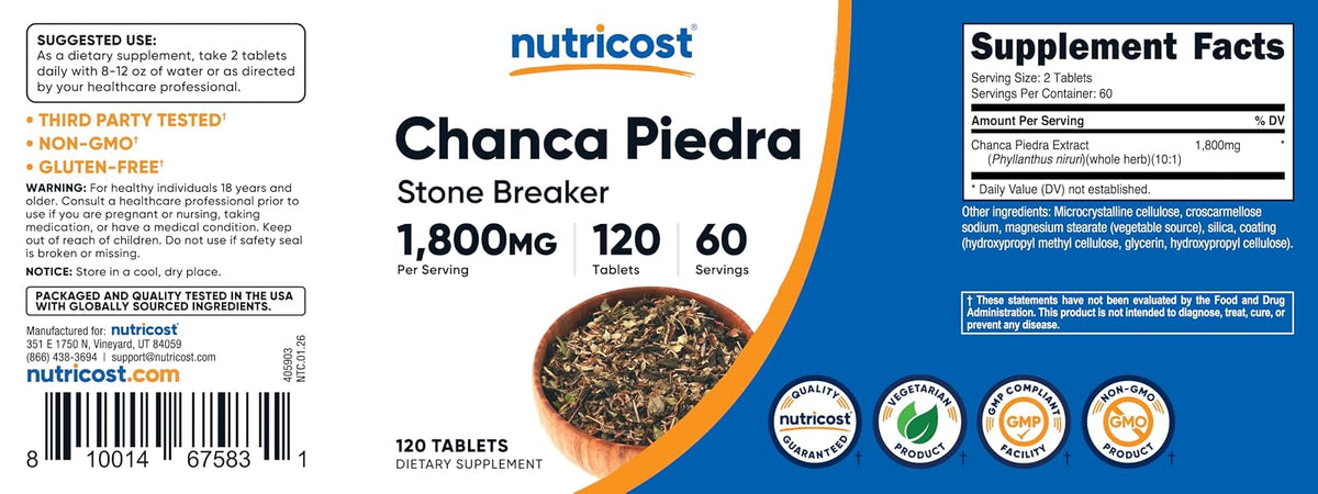 1800 mg Chanca Piedra capsules