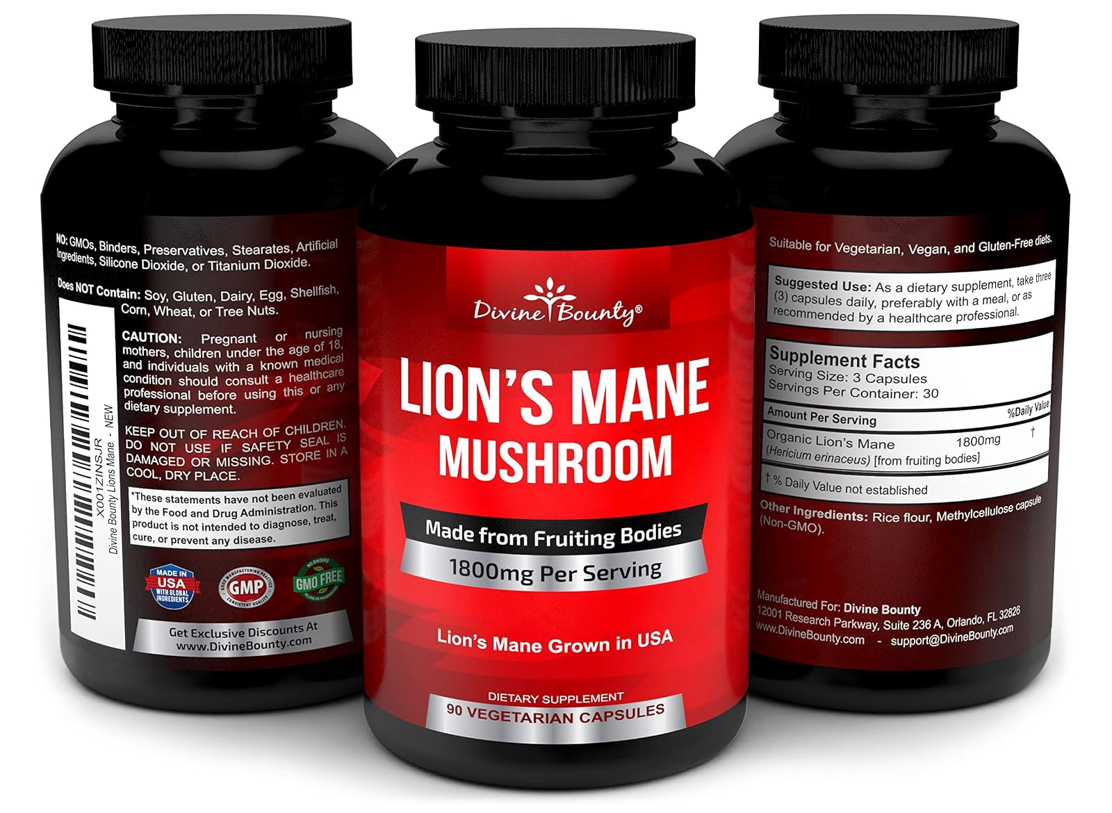 1800 mg lion's mane capsules for wellness