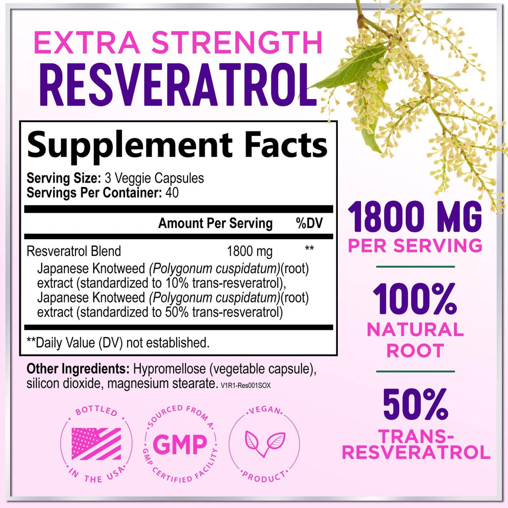 1800 mg Resveratrol antioxidant formula