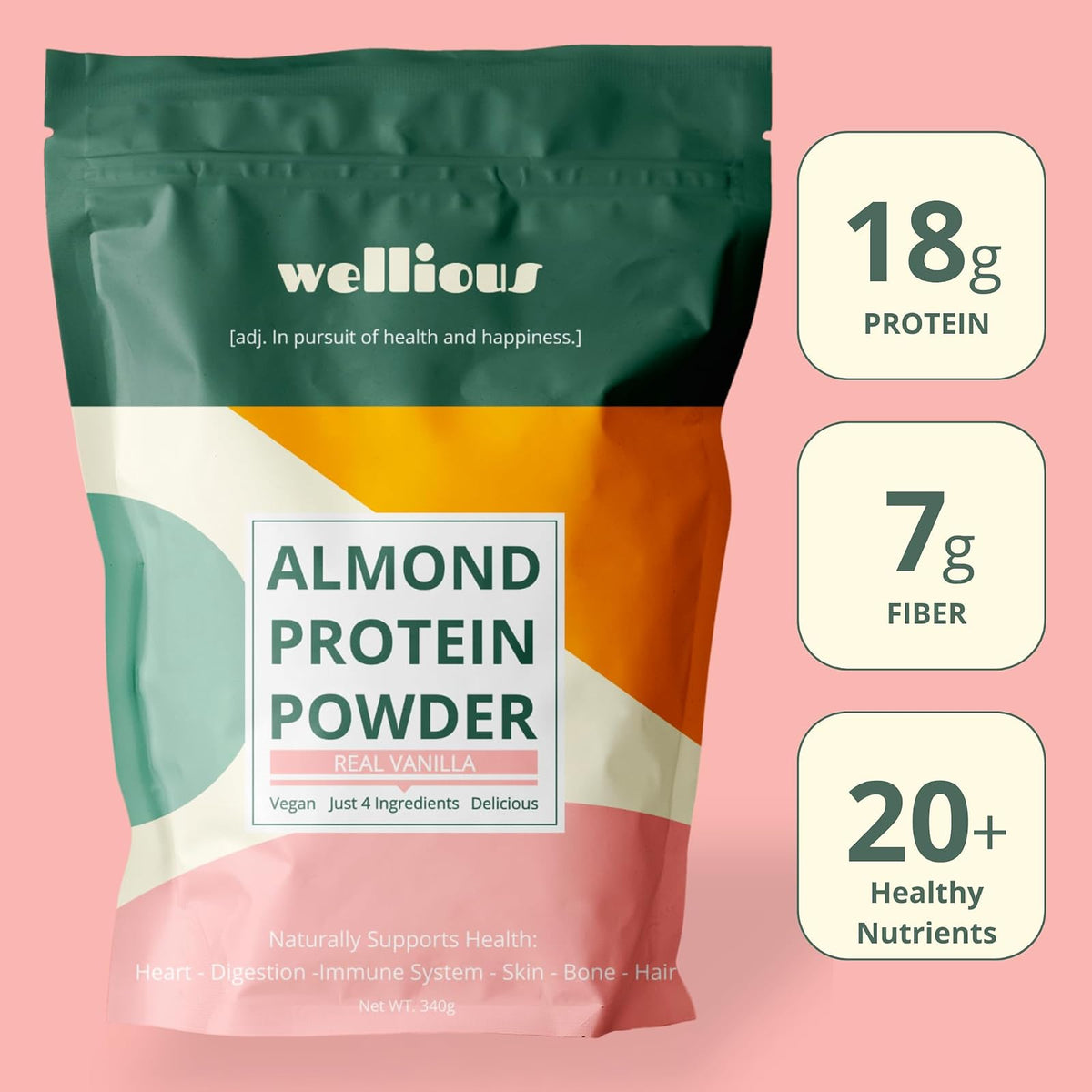 18g protein per serving vanilla flavour