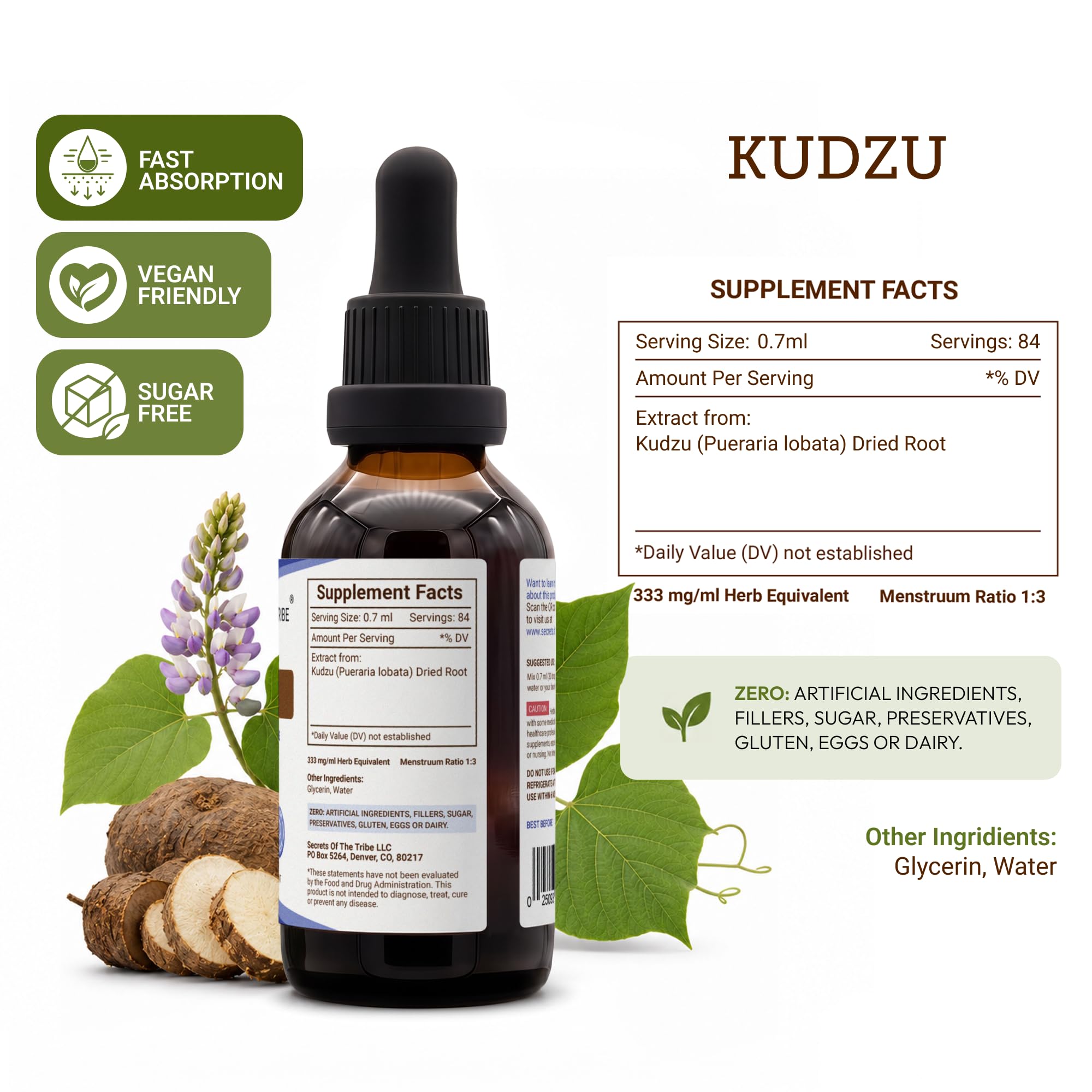 2 fl oz kudzu supplement bottle