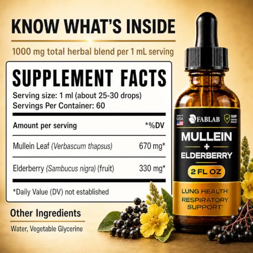 2 Fl Oz mullein tincture bottle