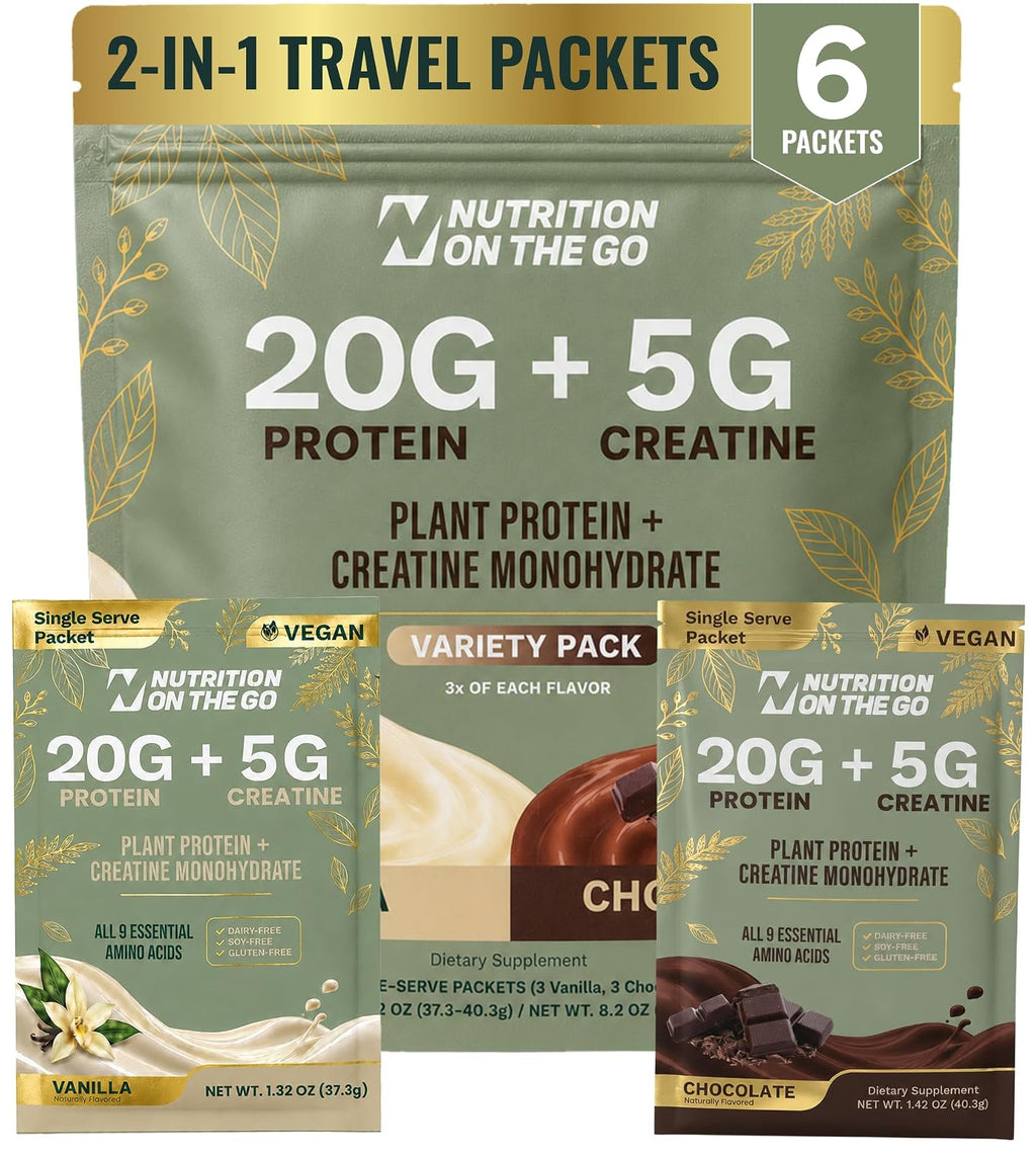 2-in-1 vegan protein travel packets