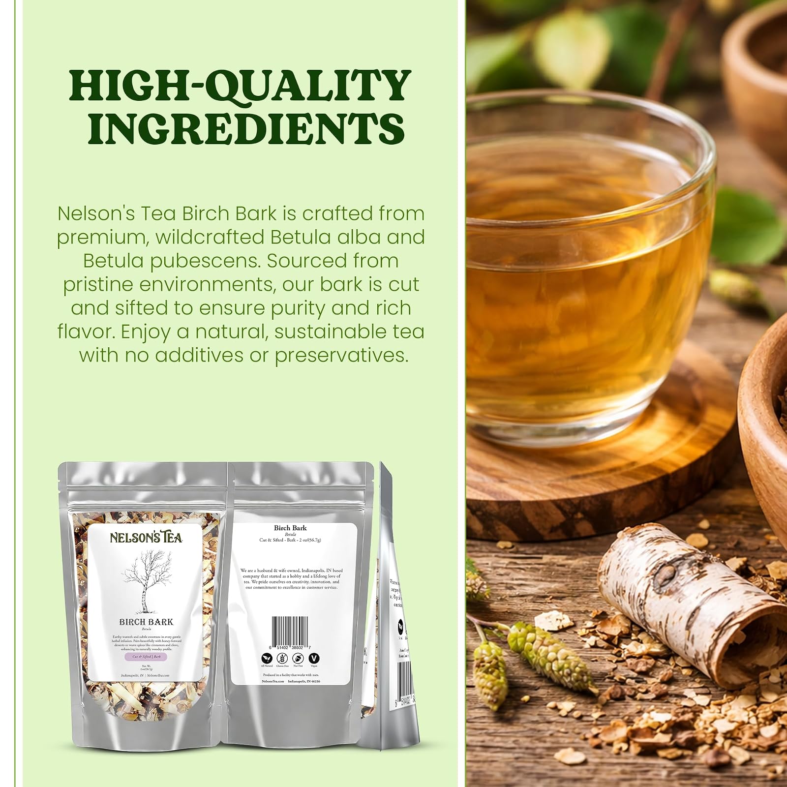 2 oz birch bark herbal tea package