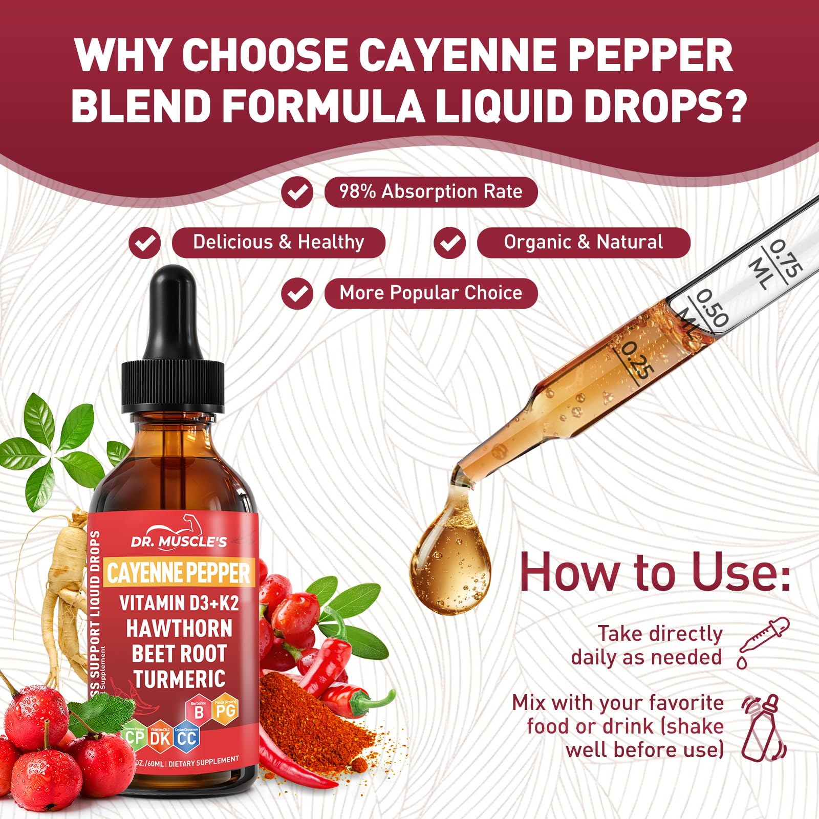 2-pack cayenne drops for everyday use