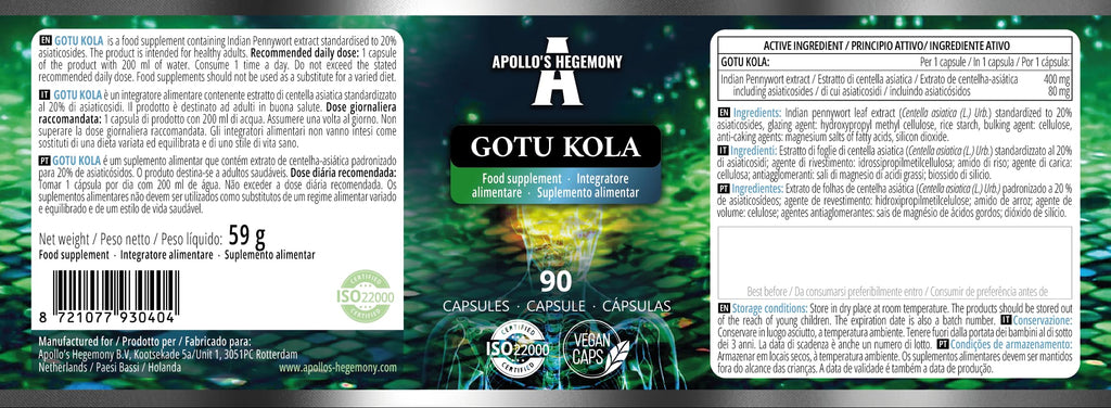 20% asiaticosides in gotu kola extract