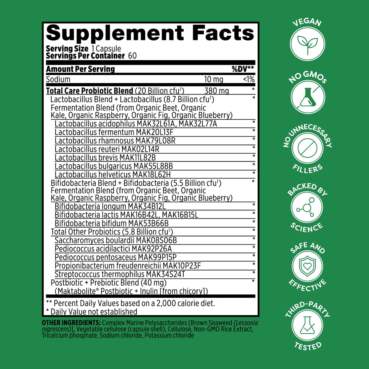 20 billion CFU digestive health support