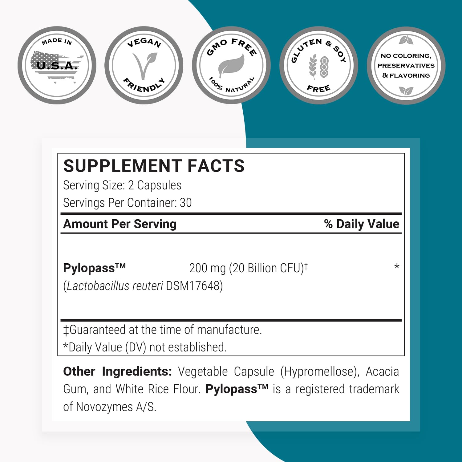 20 billion CFU Lactobacillus Reuteri