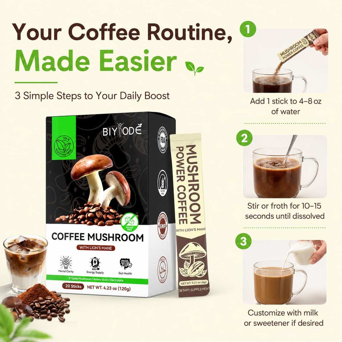 20 count mushroom coffee sticks
