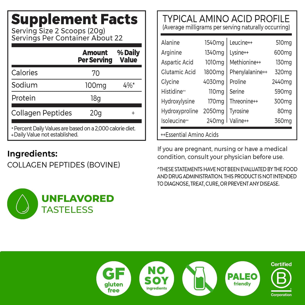 20 g collagen peptides for beauty
