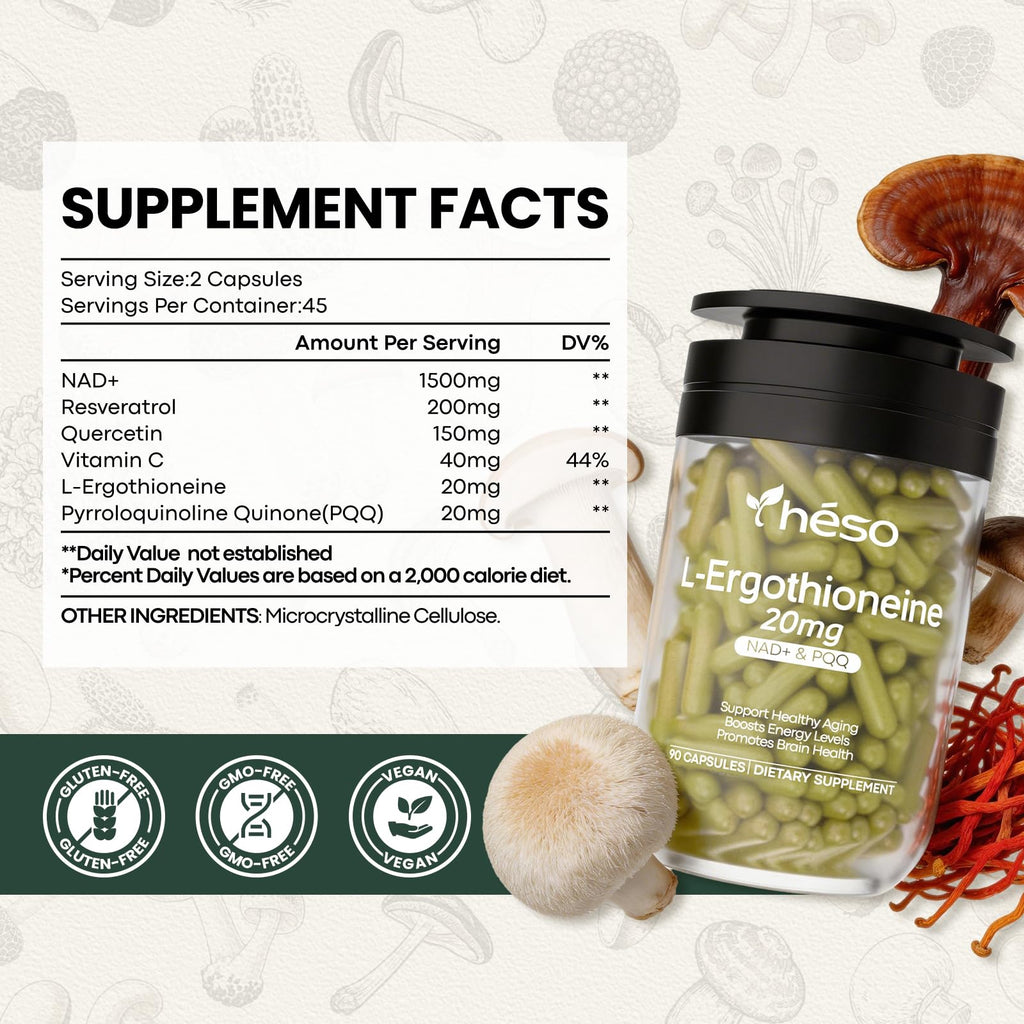 20 mg Ergothioneine capsules for energy