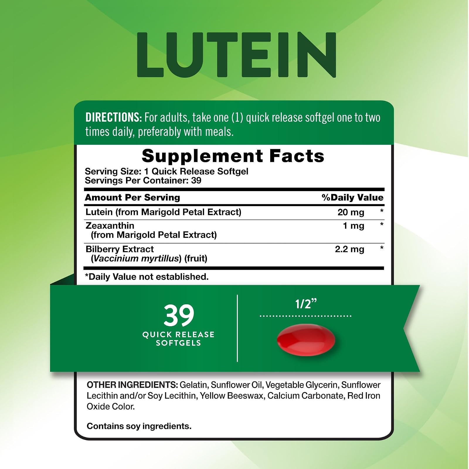 20 mg lutein and zeaxanthin supplement