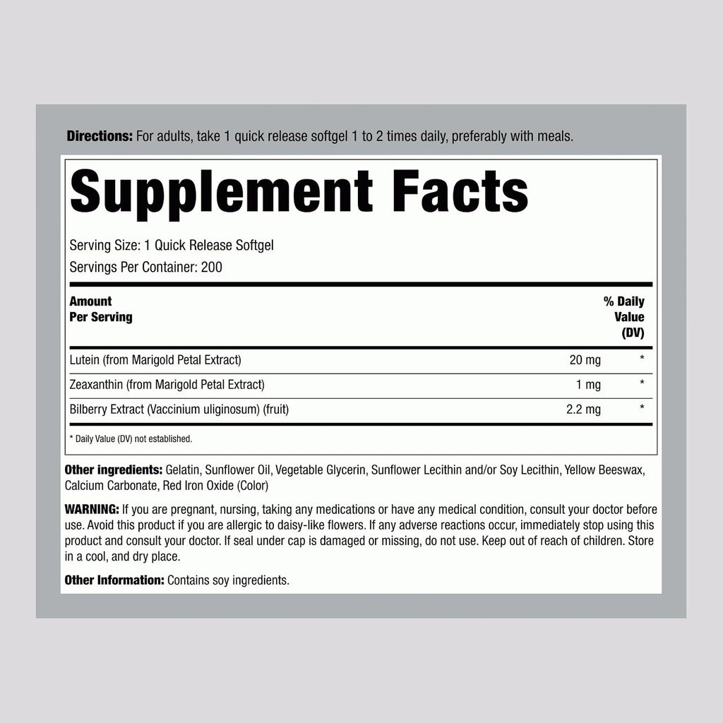 20 mg lutein and zeaxanthin vitamins