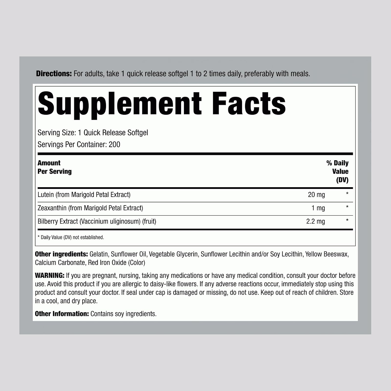 20 mg lutein and zeaxanthin vitamins