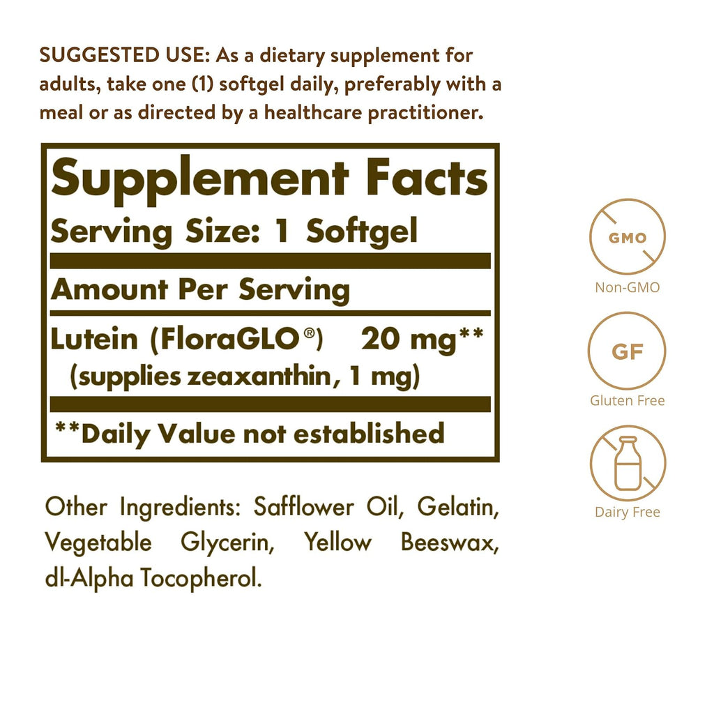 20 mg lutein supplement for vision support