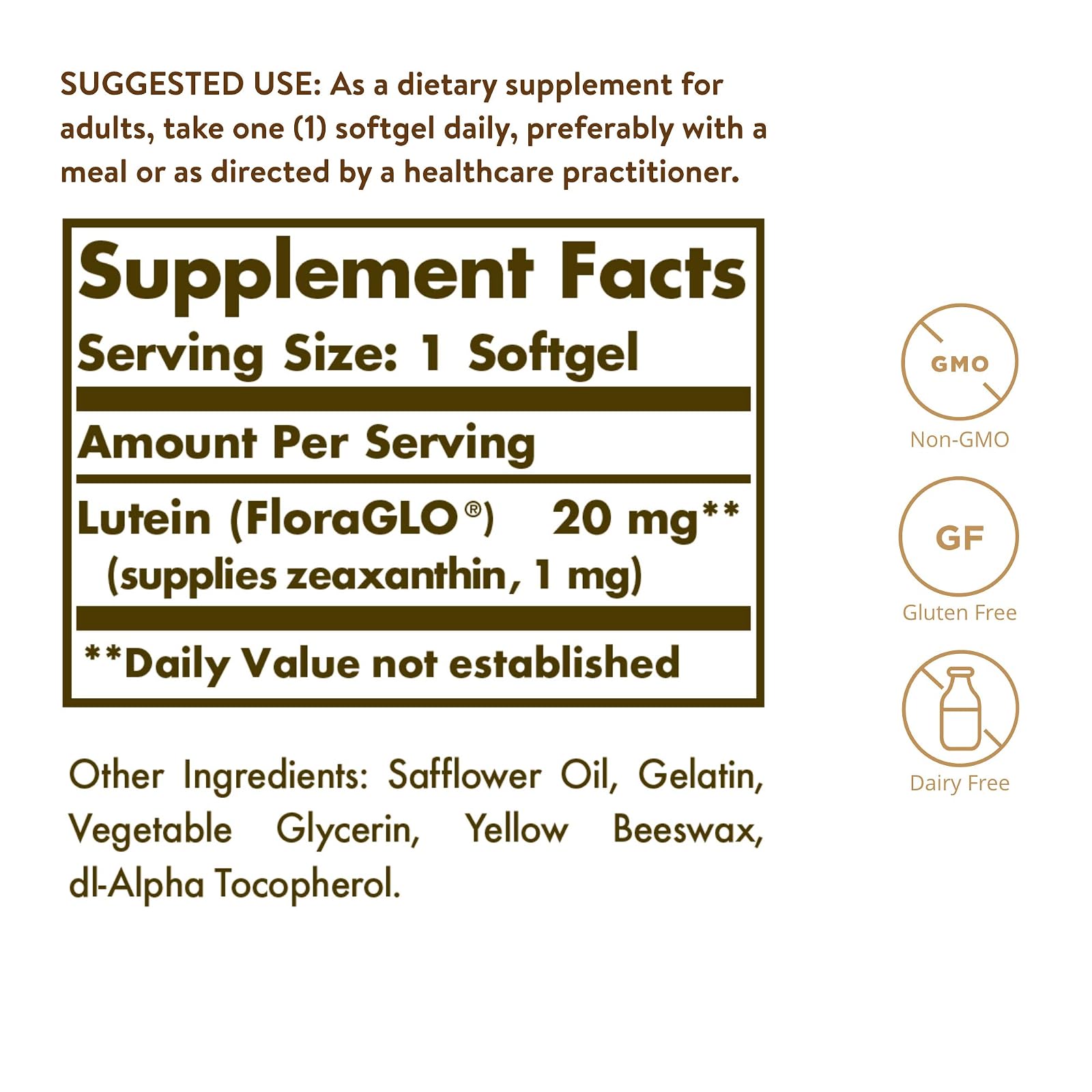 20 mg lutein supplement for vision support