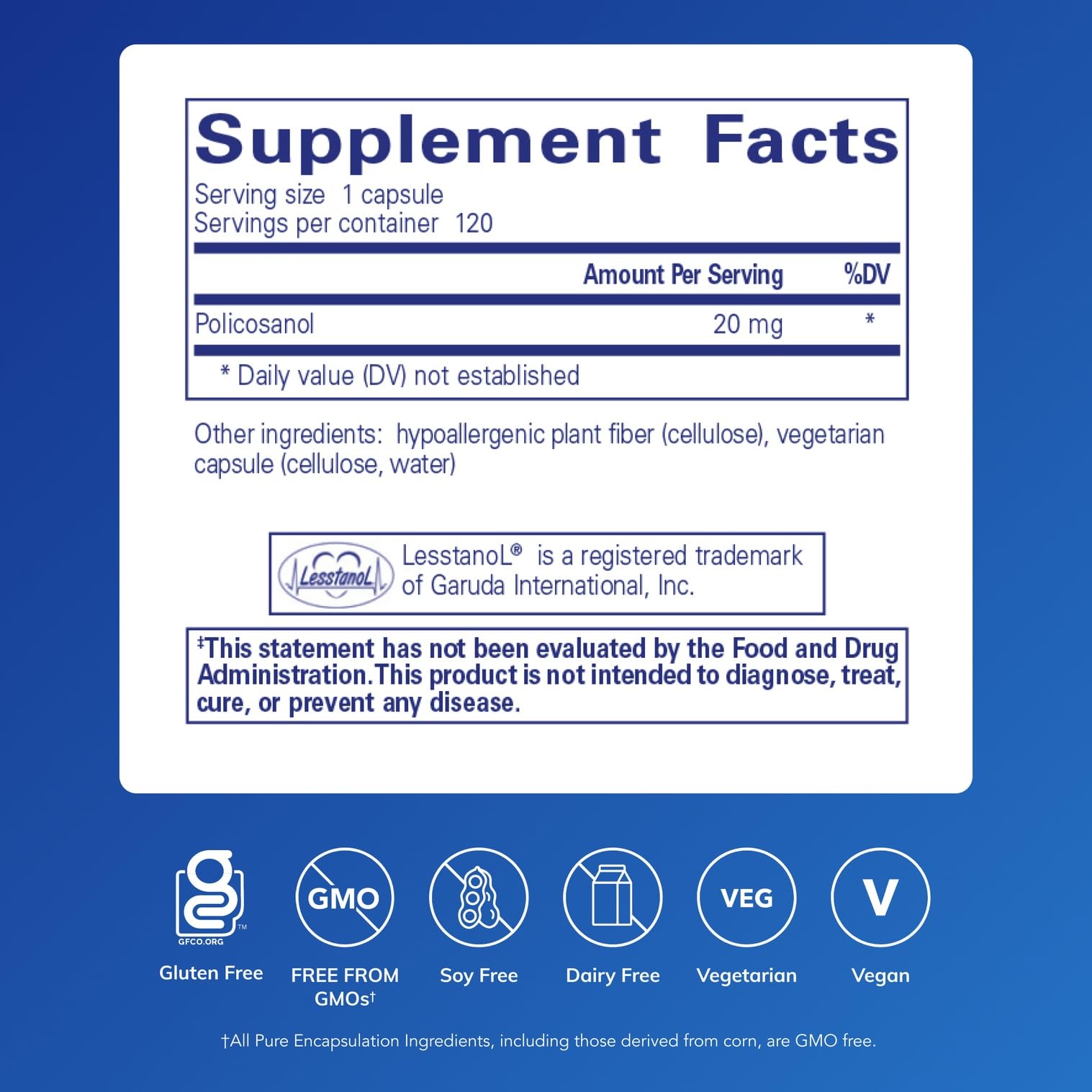 20 mg Policosanol multivitamin for heart support