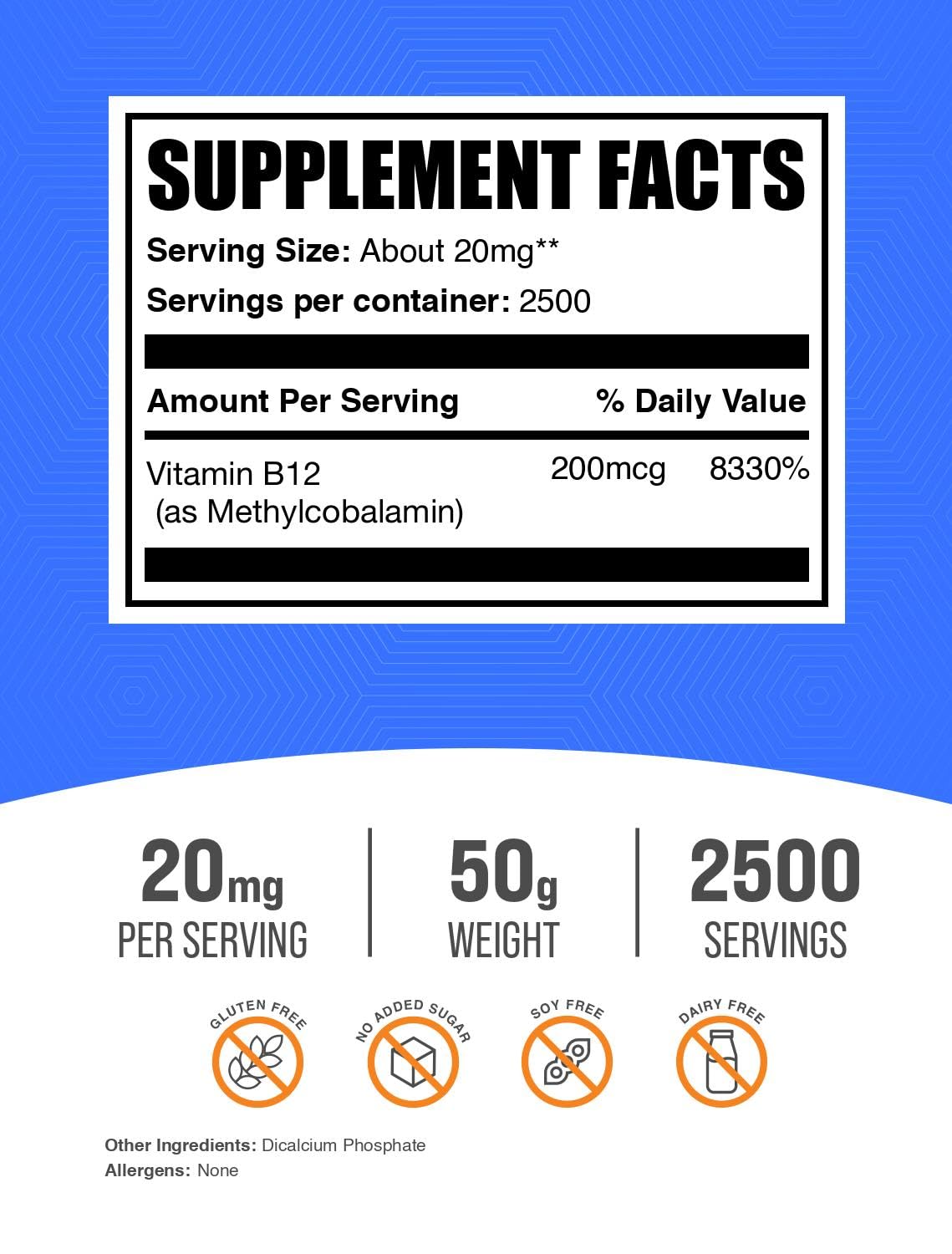 20 mg Vitamin B12 for energy boost
