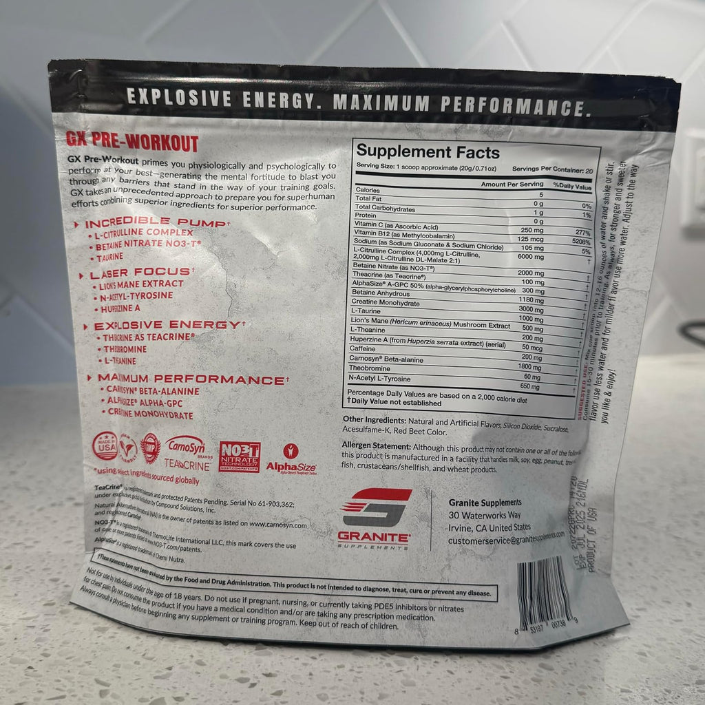 20 servings of pre-workout formula