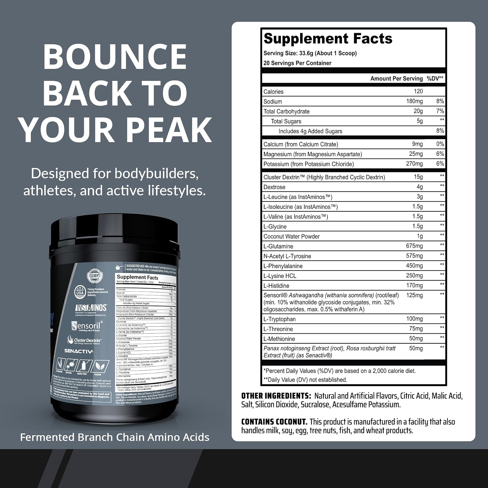 20 servings of recovery drink