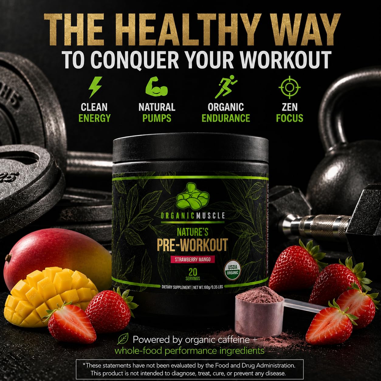 20 servings organic pre-workout powder