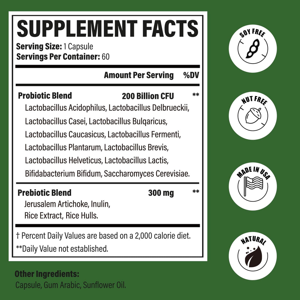200 billion CFU probiotic capsules