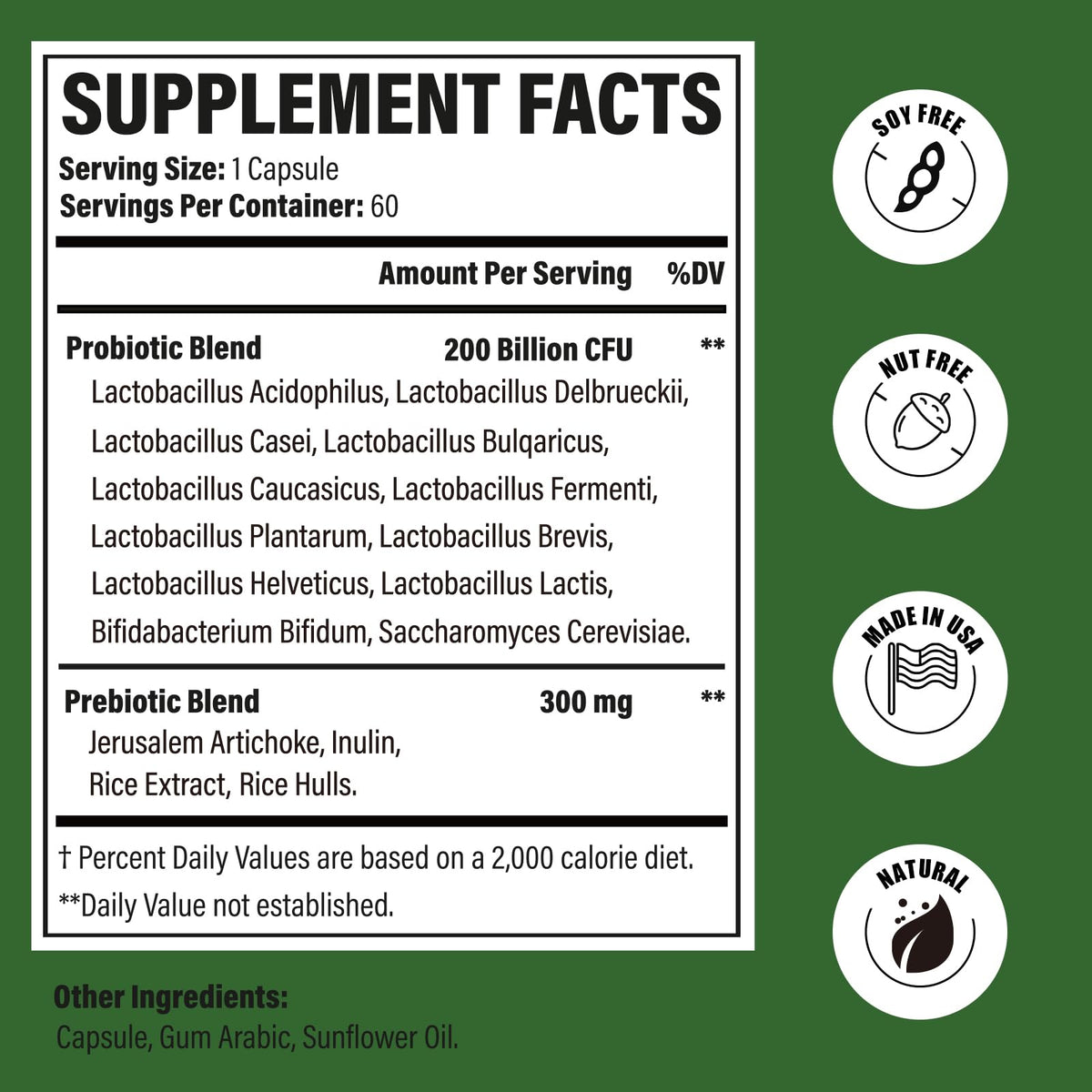 200 billion CFU probiotic capsules
