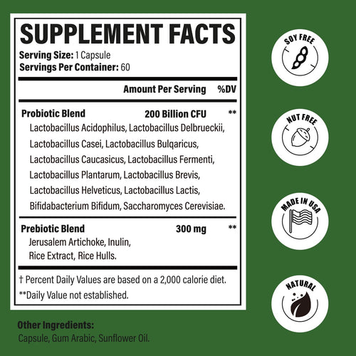 200 billion CFU probiotic capsules