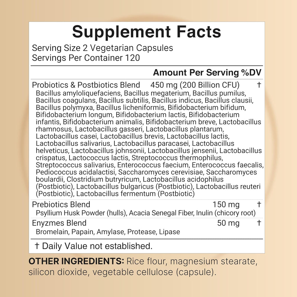 200 billion CFU probiotic capsules