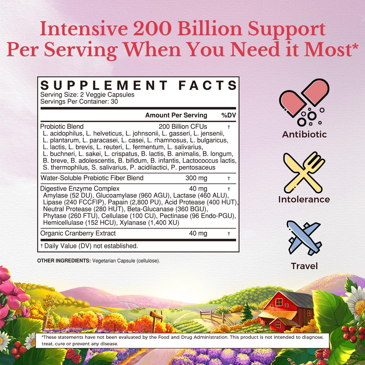 200 billion CFUs probiotics for women