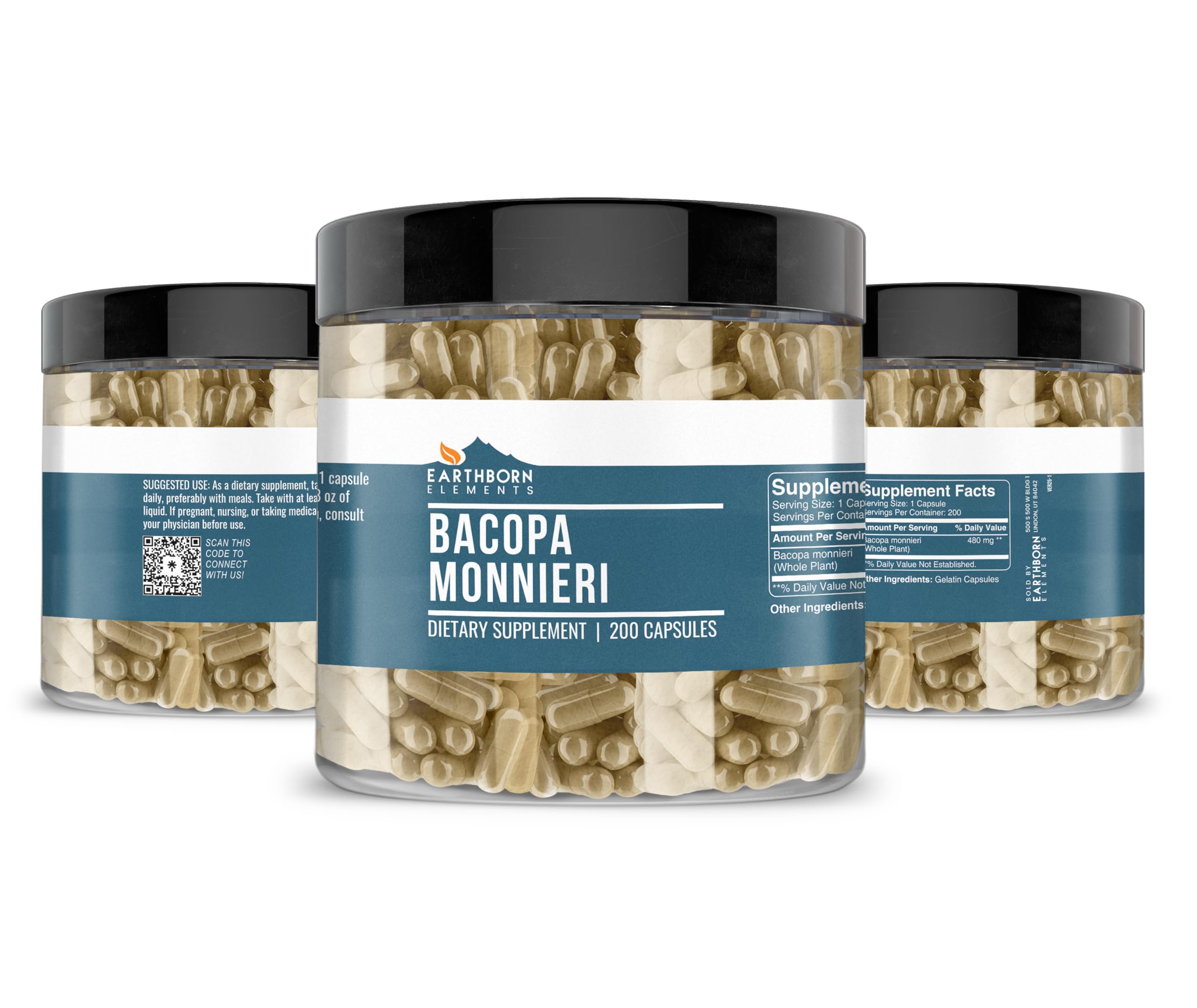 200 capsules of bacopa monnieri supplement