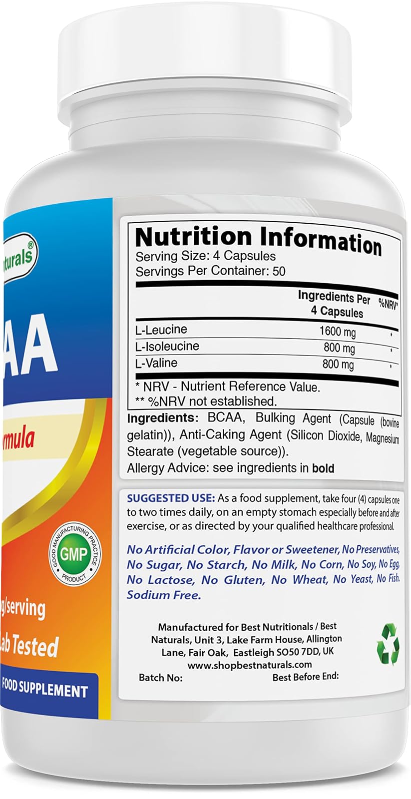 200 capsules of bcaa for endurance