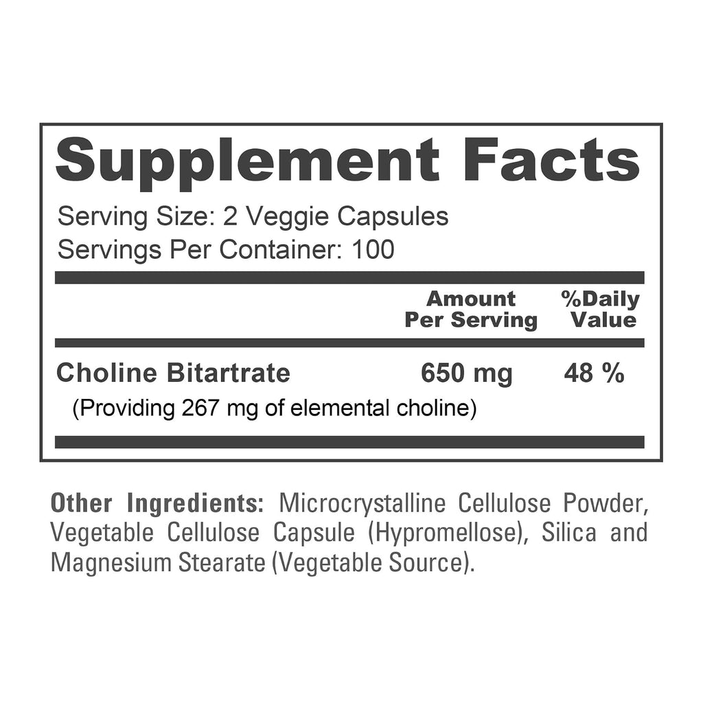 200 capsules of Choline Bitartrate