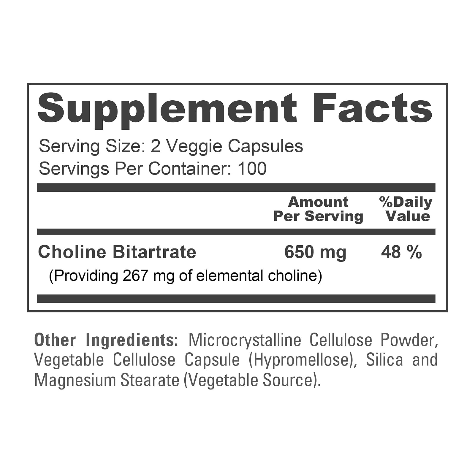 200 capsules of Choline Bitartrate