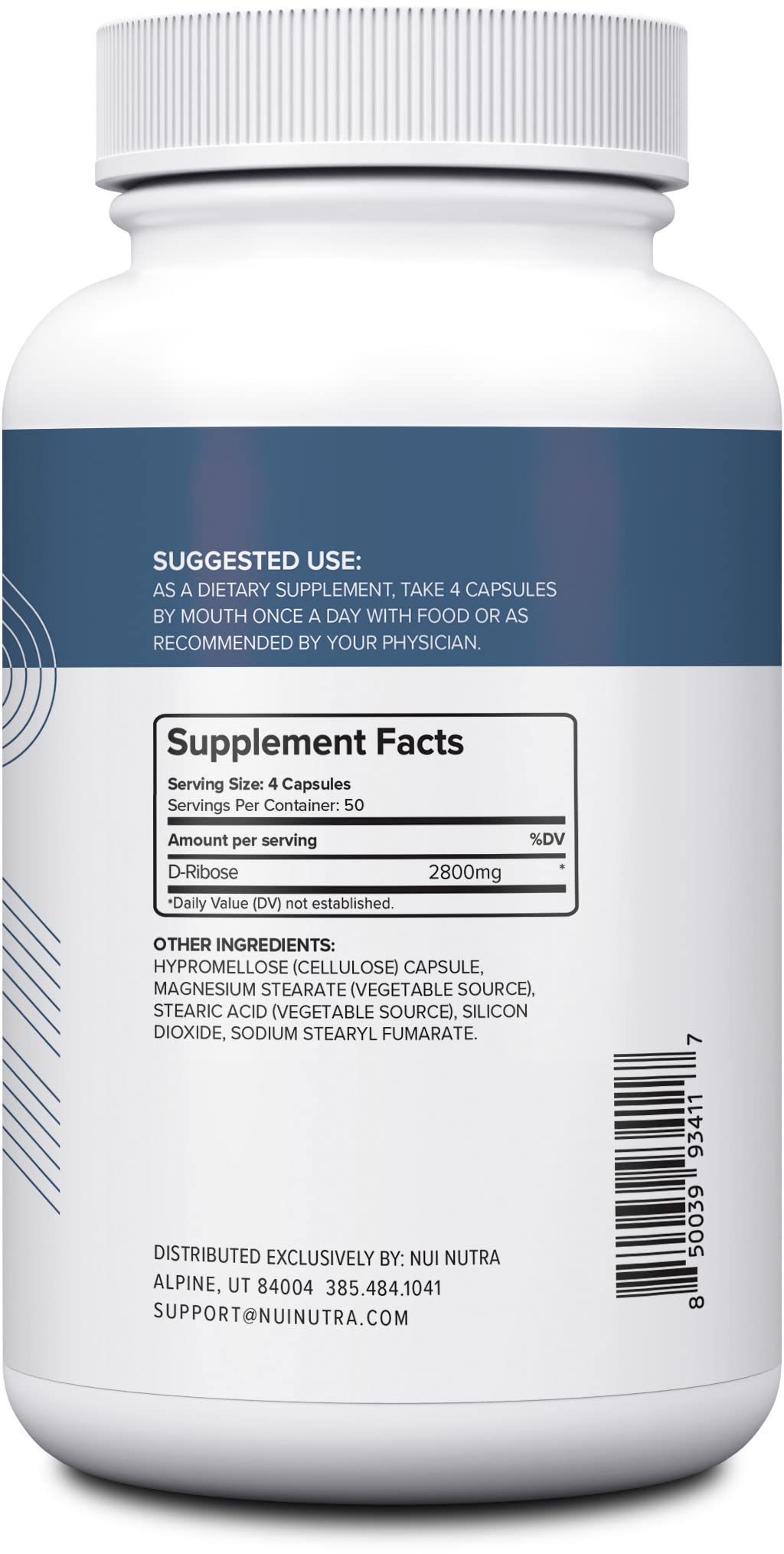 200 capsules of D-Ribose supplement