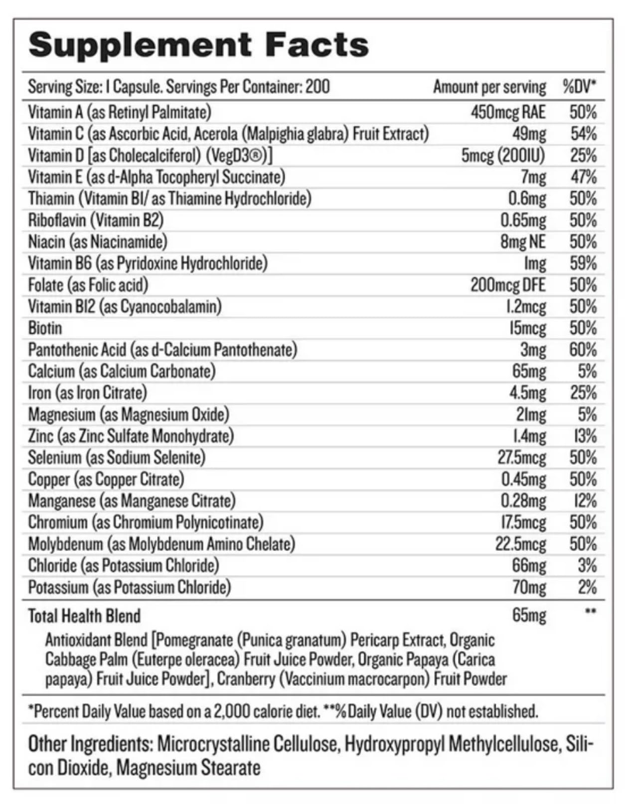 200 capsules of daily vitamins
