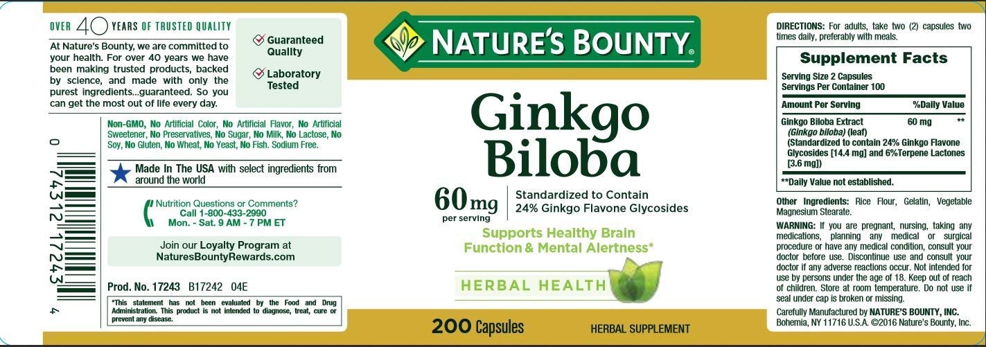 200 capsules of Ginkgo Biloba extract