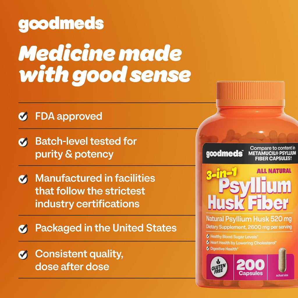 200 capsules of psyllium fiber