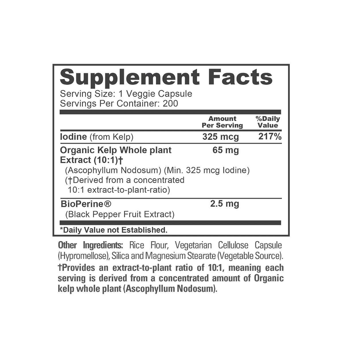 200 capsules of pure iodine extract