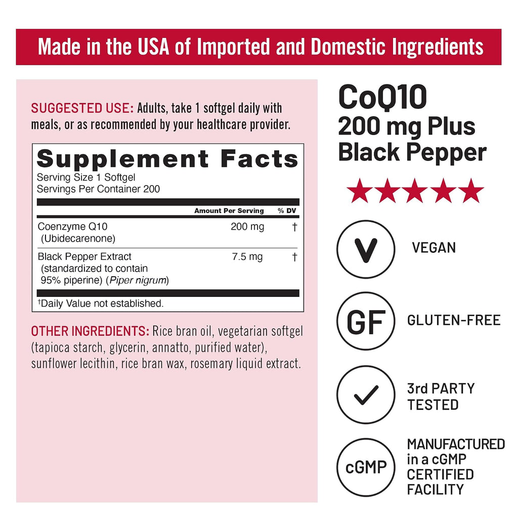 200 count CoQ10 for long-lasting supply