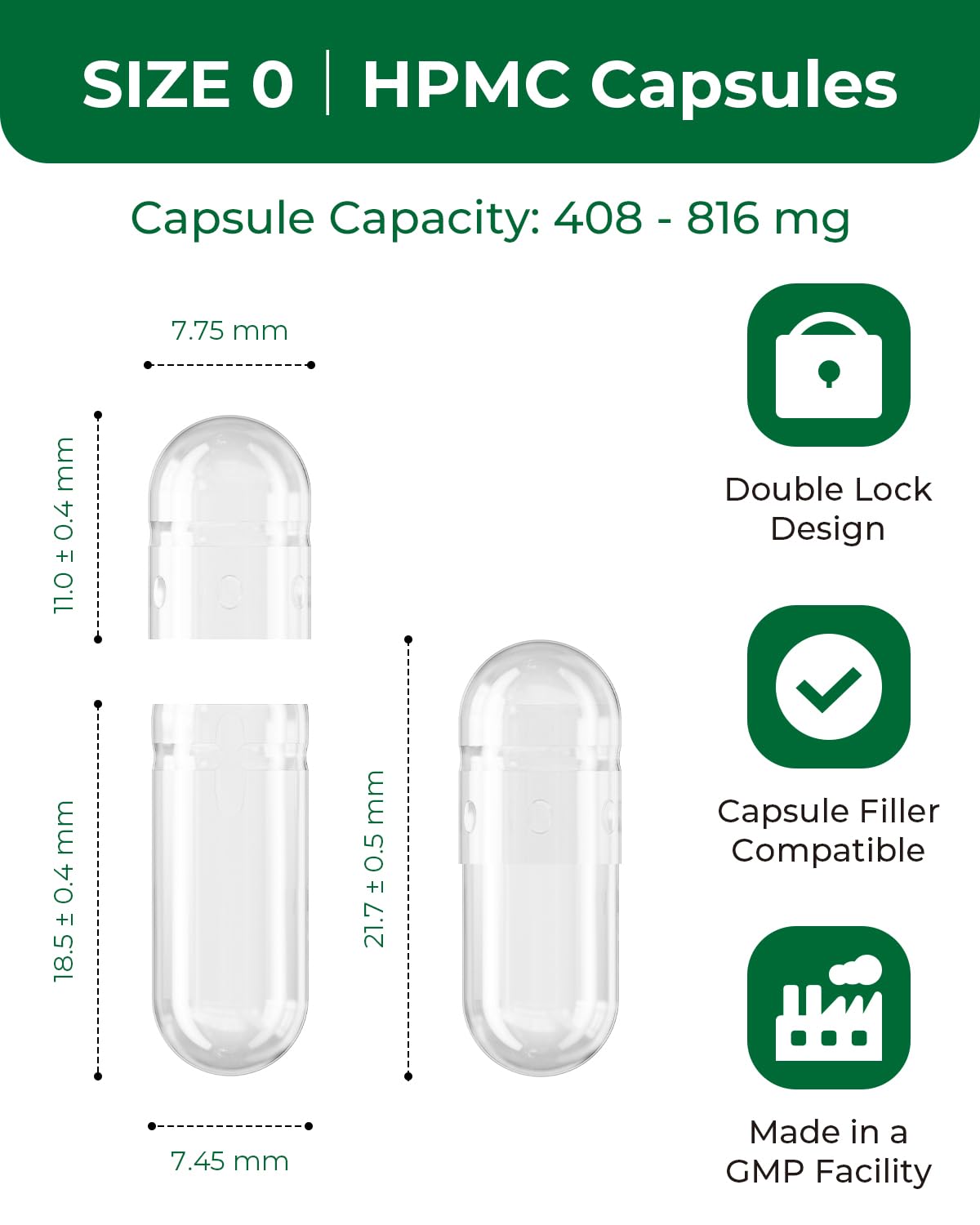 200 count HPMC capsules for supplements