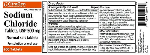 200 count sodium chloride antacids