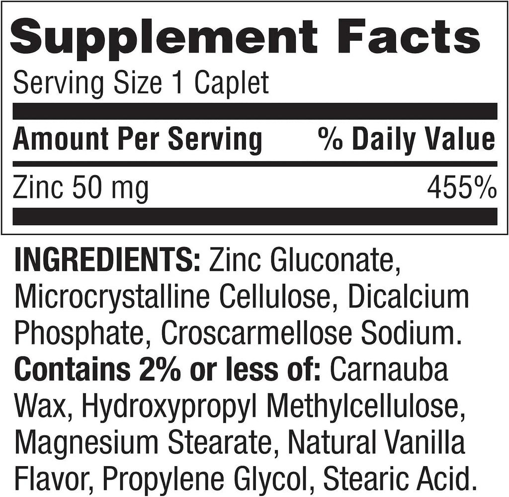 200 count zinc caplets for daily use