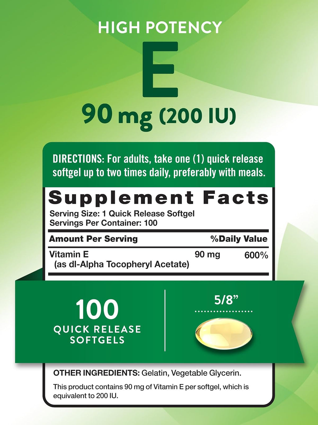 200 IU Vitamin E for skin health