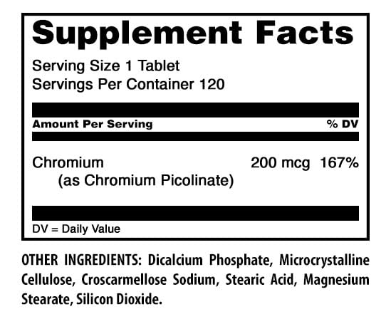 200 mcg chromium picolinate dosage
